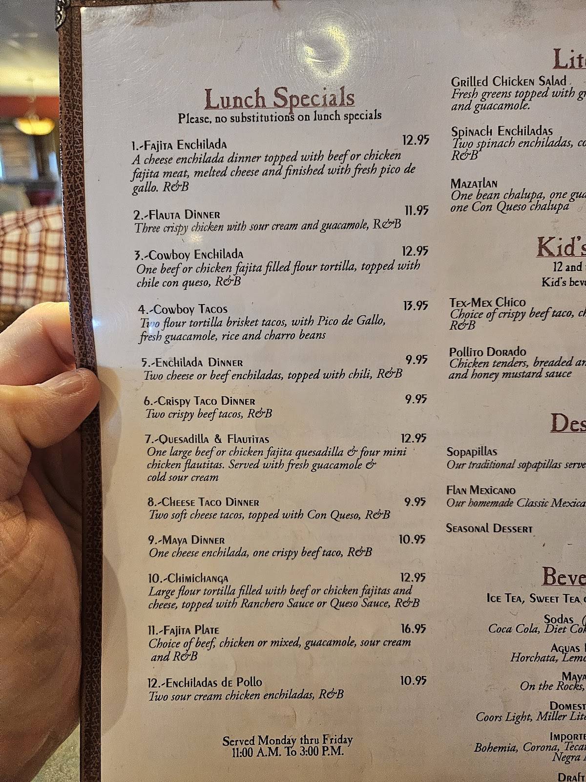 Menu at La Playa Maya Hudson Oaks restaurant, Hudson Oaks, Fort Worth Hwy
