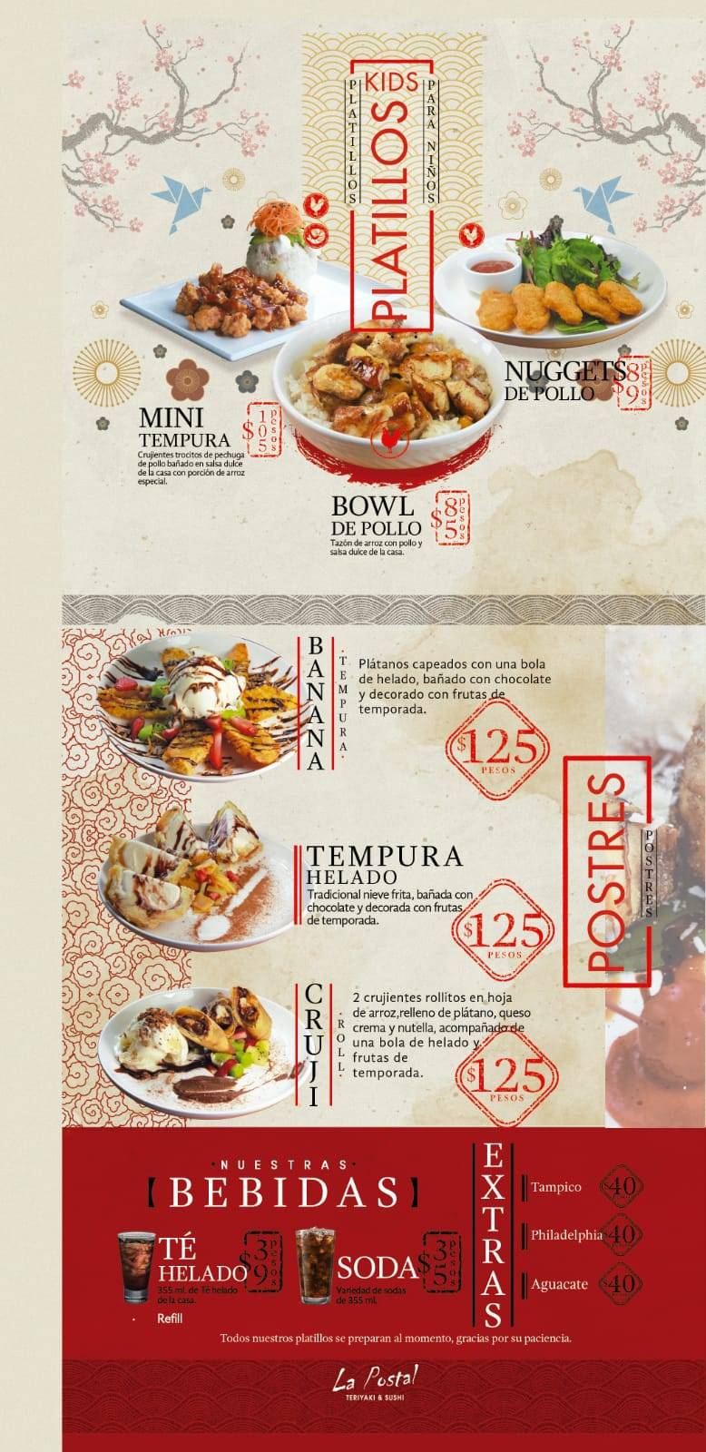 Carta del restaurante La Postal Teriyaki & Sushi Suc Bellas Artes ...