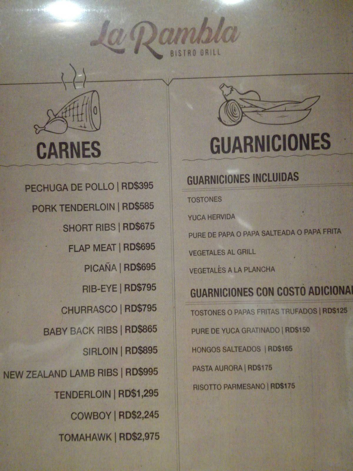 Carta del pub y bar La Rambla Bistro Grill, Santo Domingo, C. César ...