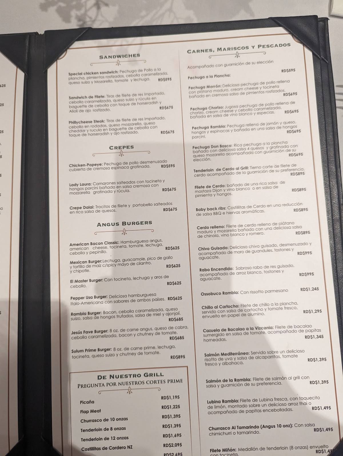 Carta del pub y bar La Rambla Bistro Grill, Santo Domingo, C. César ...