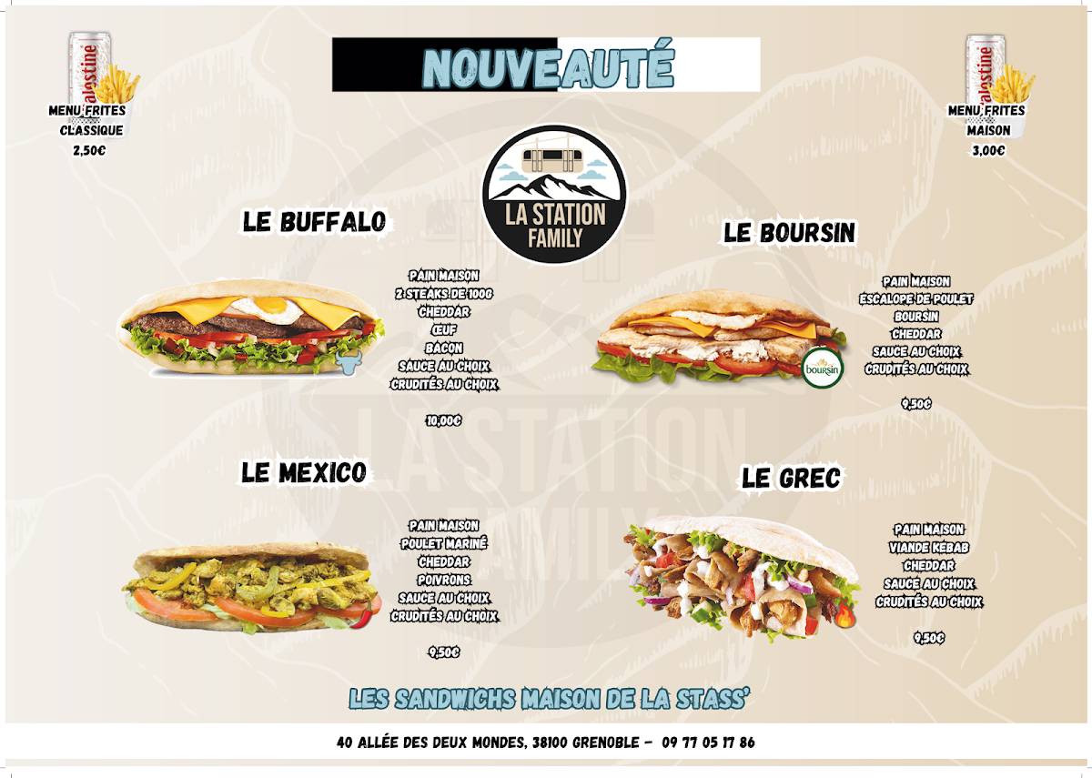 Menu at La Station Family restaurant, Grenoble