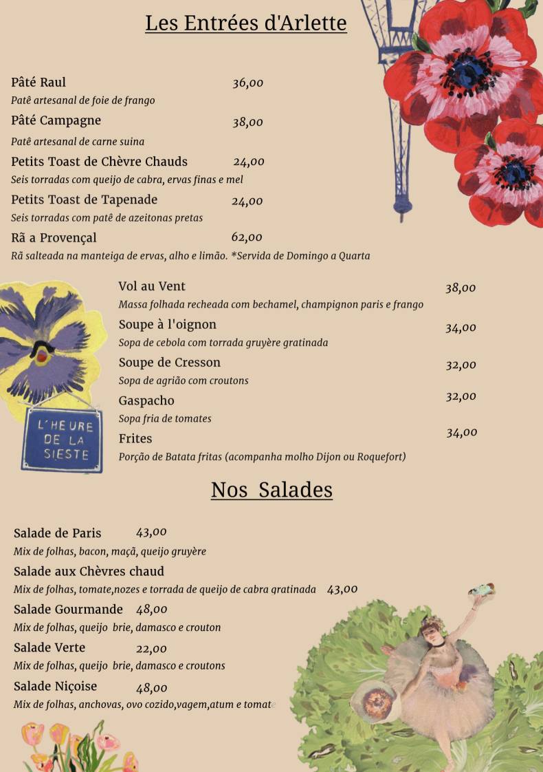 Menu em La Tartine restaurante, São Paulo