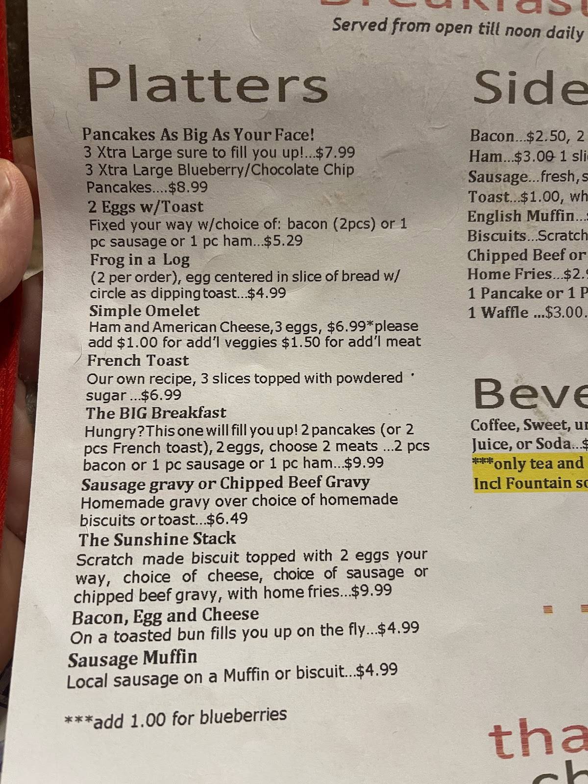 Menu at The Filling Station restaurant, La Vale