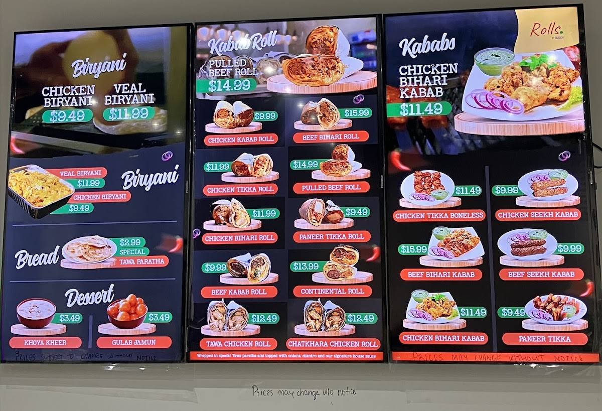 Menu at LaRosh restaurant, Ajax