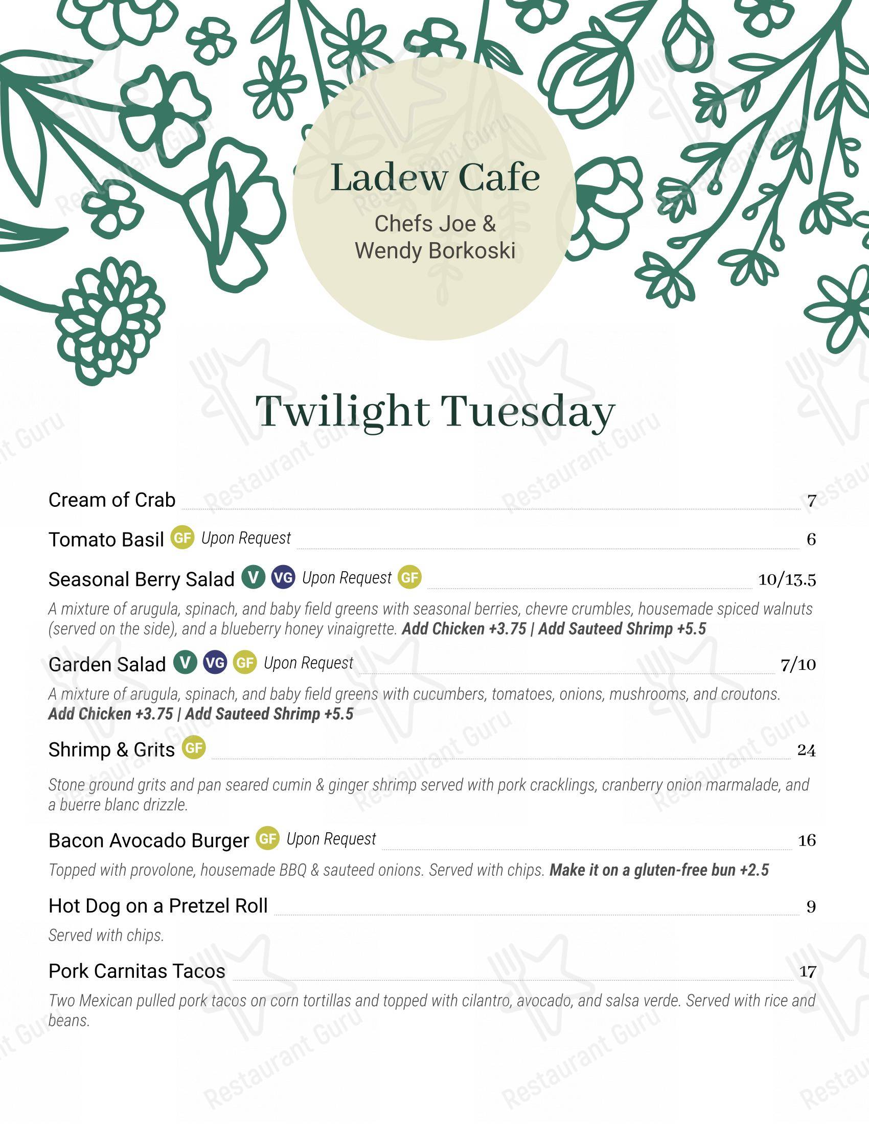 Menu at Ladew Café restaurant, Jarrettsville