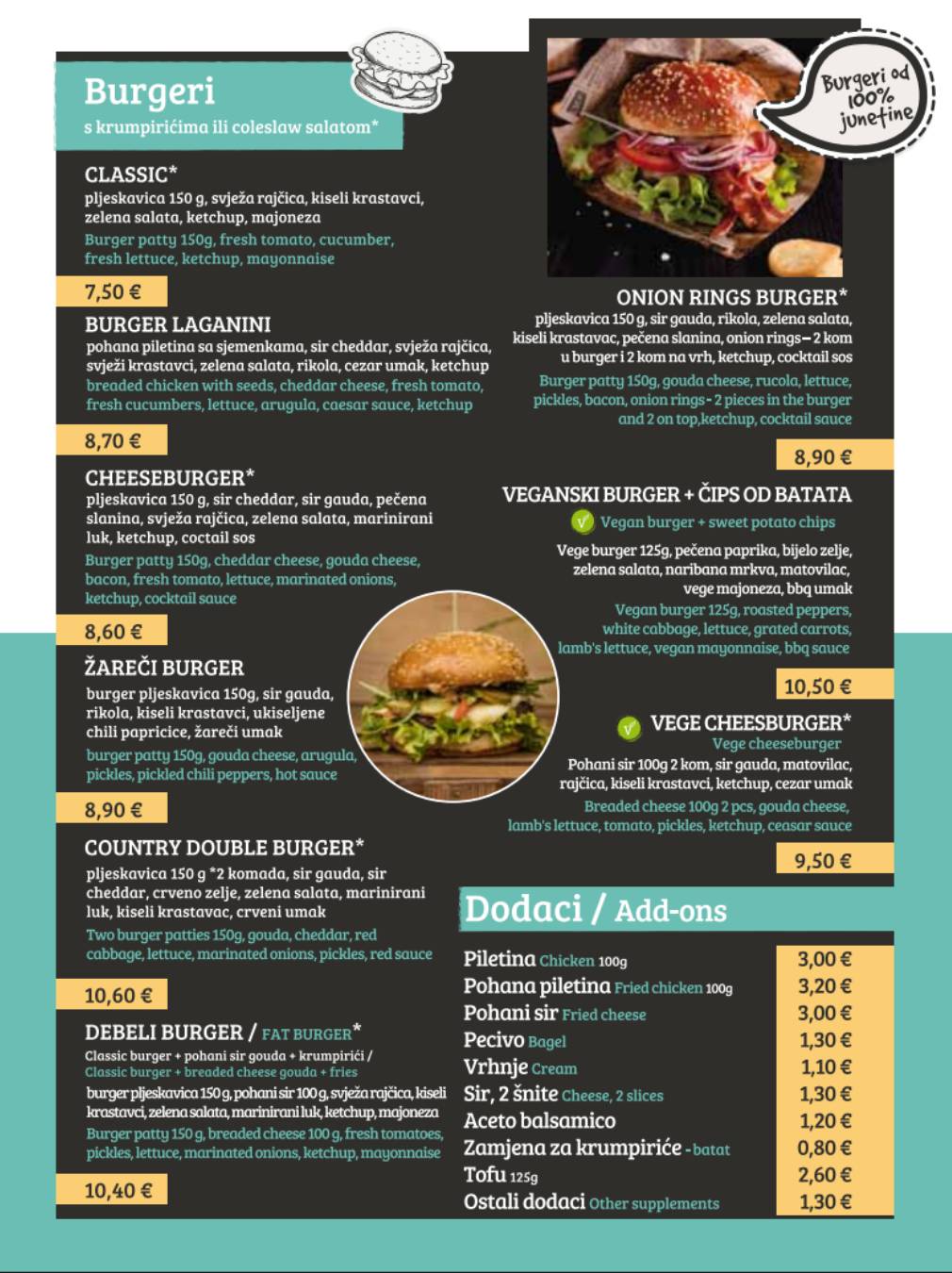 Menu at Laganini bar Čakovec, Čakovec