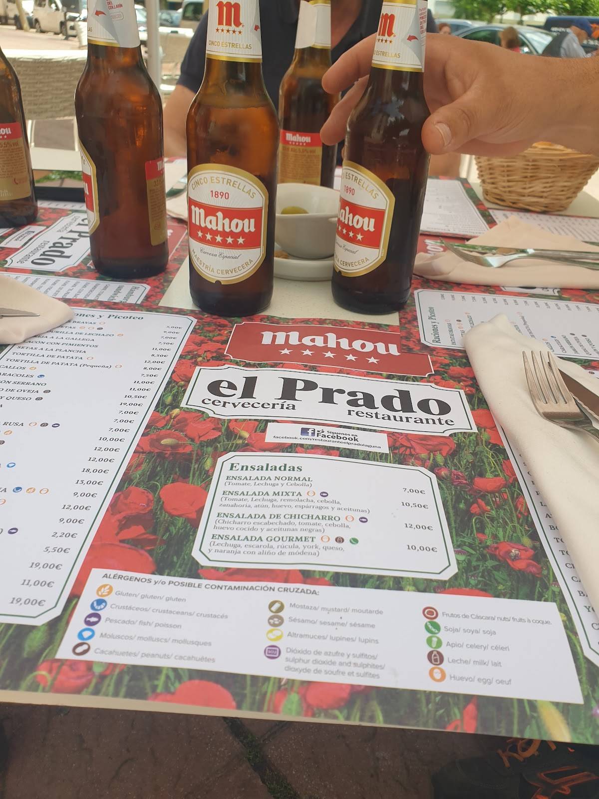 Carta de Restaurante El Prado, Laguna de Duero