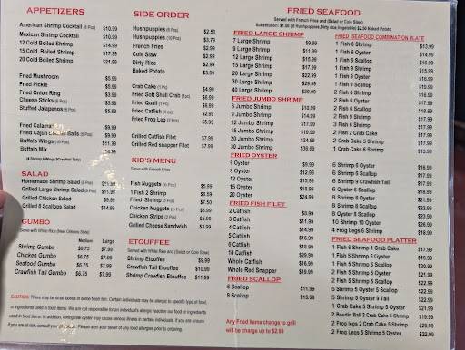 Menu at Lake Jackson Seafood restaurant, Gun Barrel City