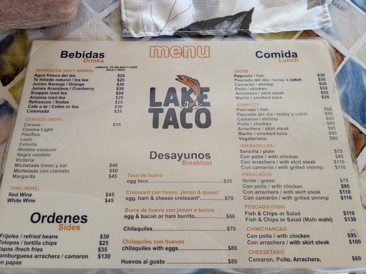 Menu at Lake Taco restaurant, Ajijic, Libramiento Chapala-Ajijic Local ...