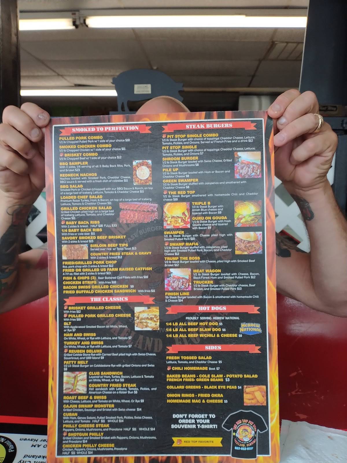 Menu at The Red Top Pit Stop BBQ, Lakeland, US Hwy 98 N
