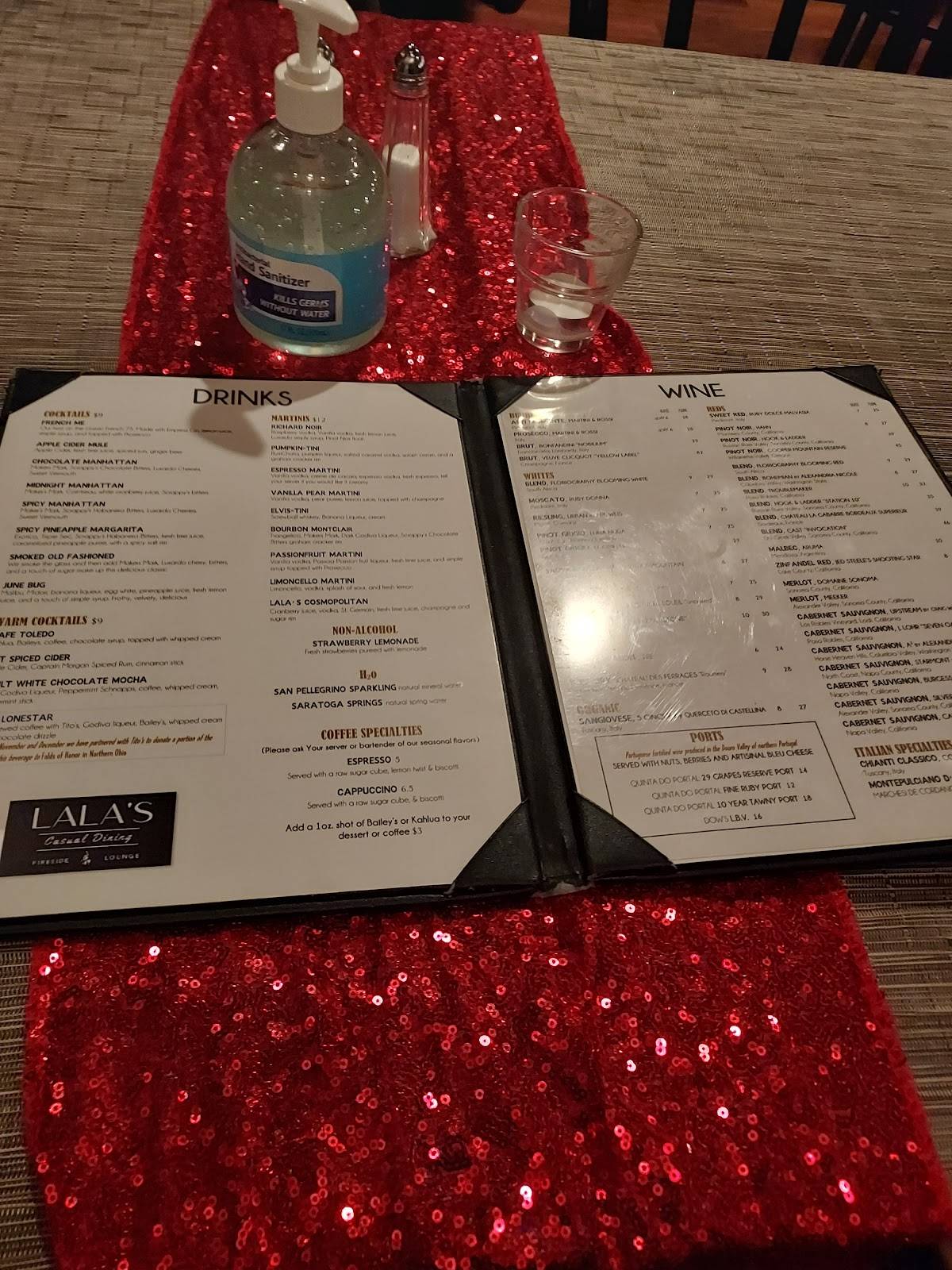 Menu at Lala's In The Lakes pub & bar, New Franklin