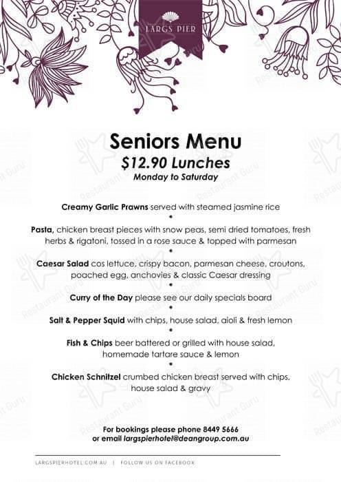 Menu at Largs Pier Hotel pub & bar, Largs Bay
