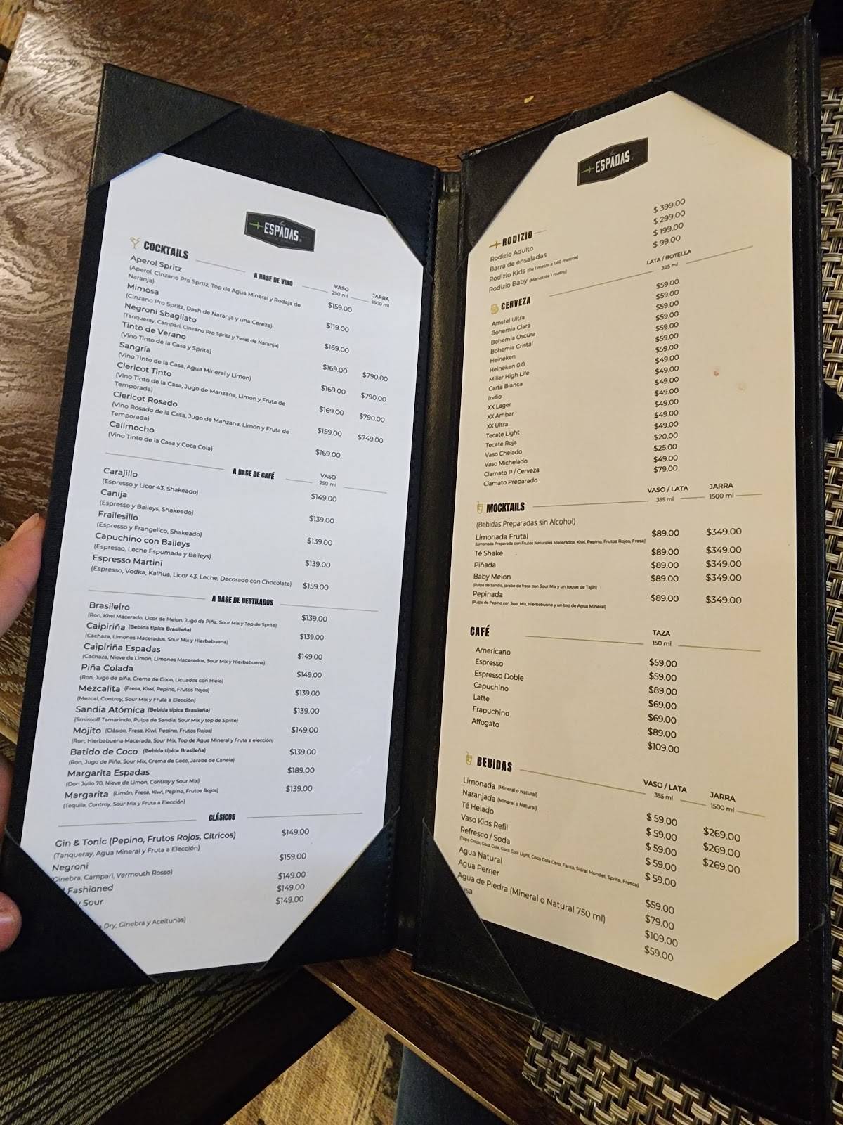 Menu at Las Espadas - Brazilian Steakhouse, Monterrey