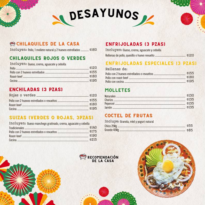Carta del restaurante Las Quekas Cholula, Cholula, Calle 14 Ote 1439-Loc E