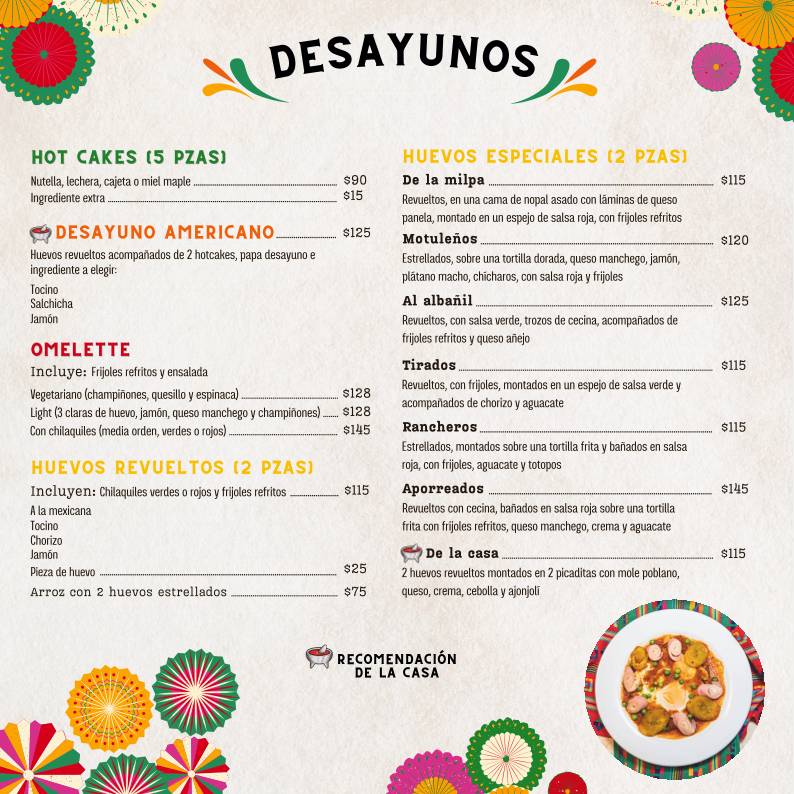 Carta del restaurante Las Quekas Cholula, Cholula, Calle 14 Ote 1439-Loc E