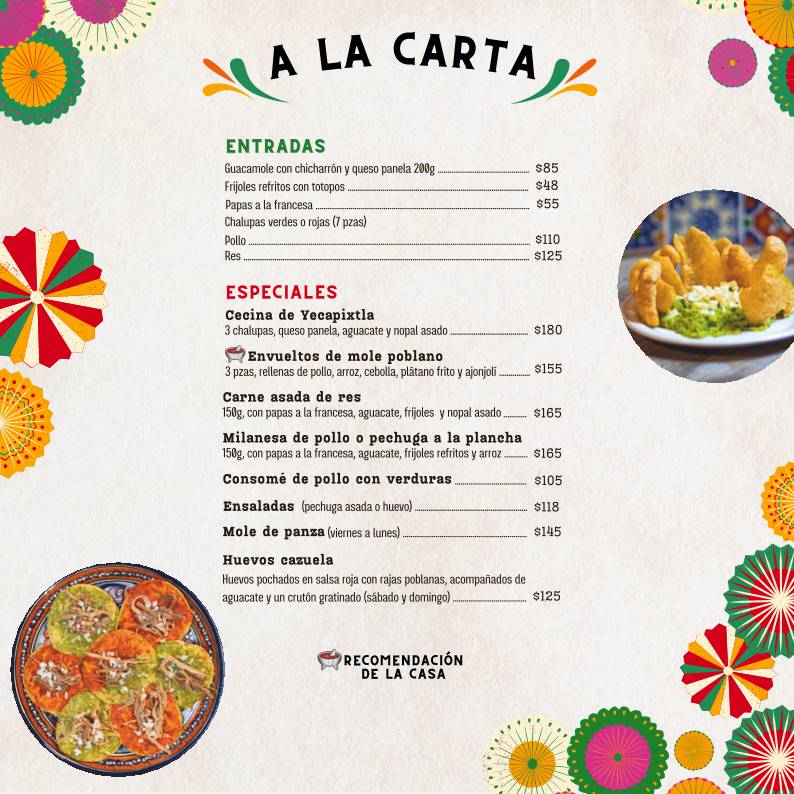 Carta del restaurante Las Quekas Cholula, Cholula, Calle 14 Ote 1439-Loc E