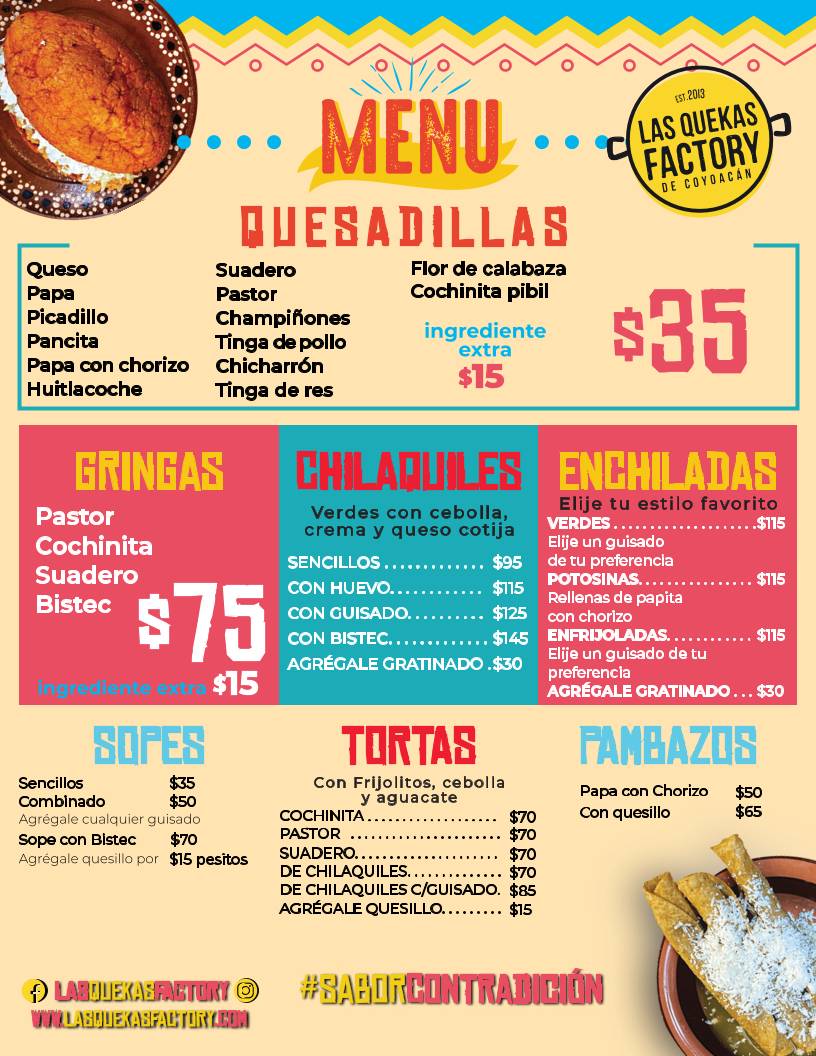 Carta del restaurante Las Quekas Factory Delta, Ciudad López Mateos ...