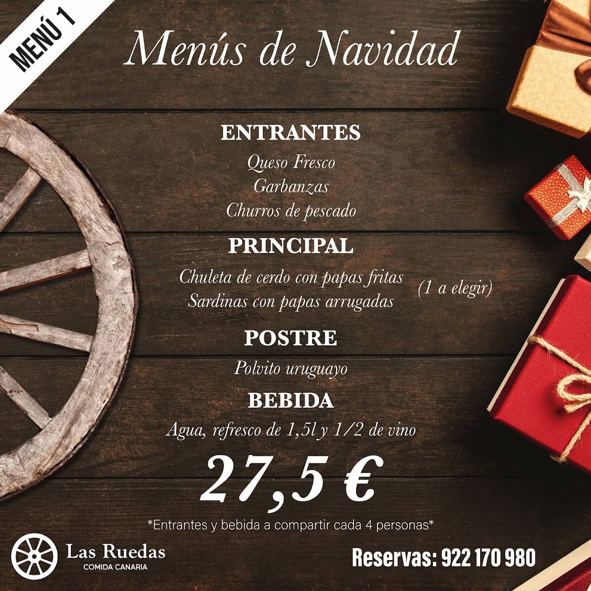 Menu at Las Ruedas comida canaria restaurant, Candelaria