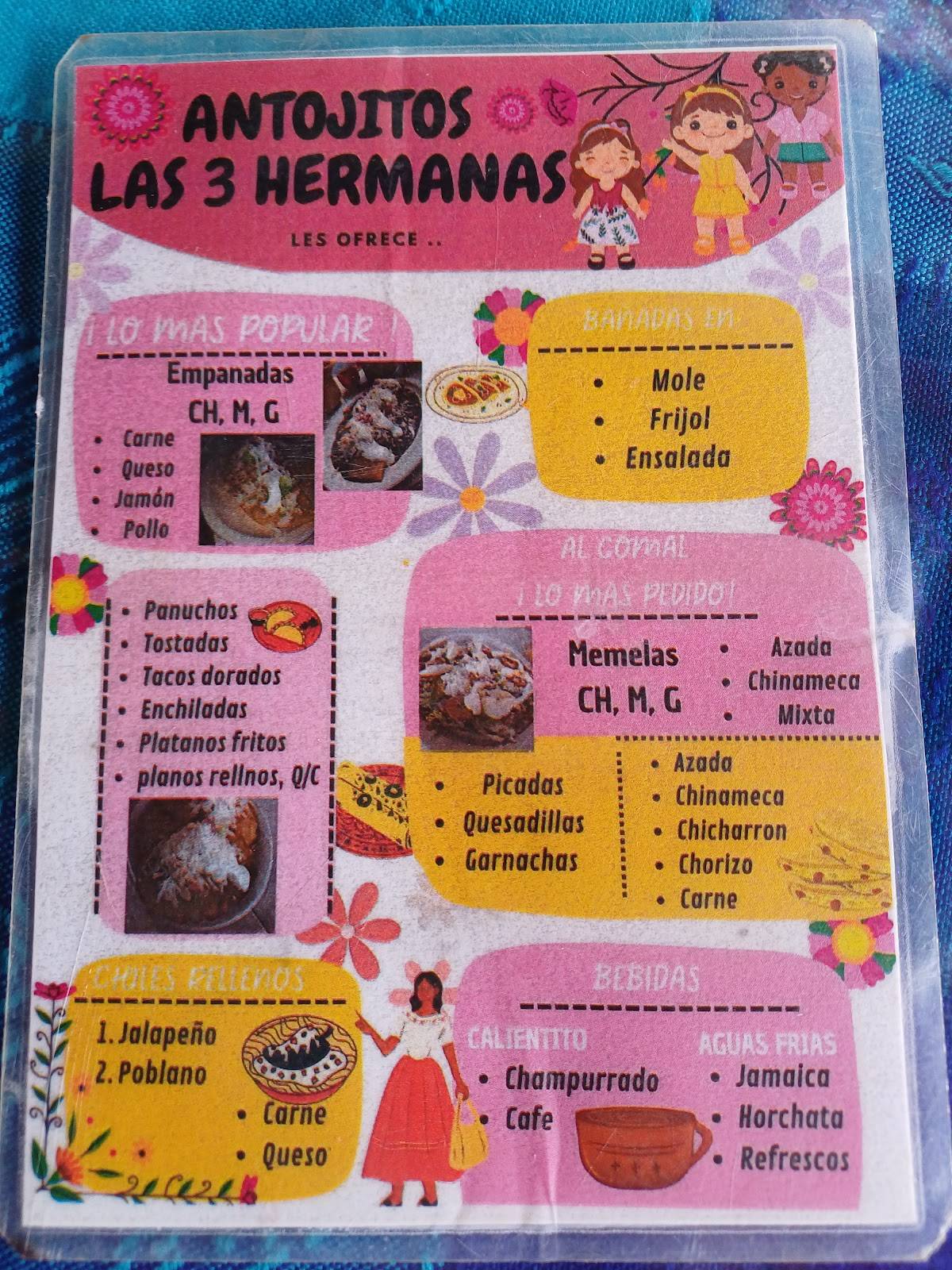 Carta del restaurante Las Tres Hermanas, Agua Dulce