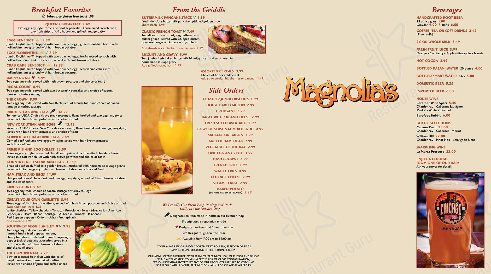 Menu at Hugo's Cellar steakhouse, Las Vegas, 202 Fremont Street Experience