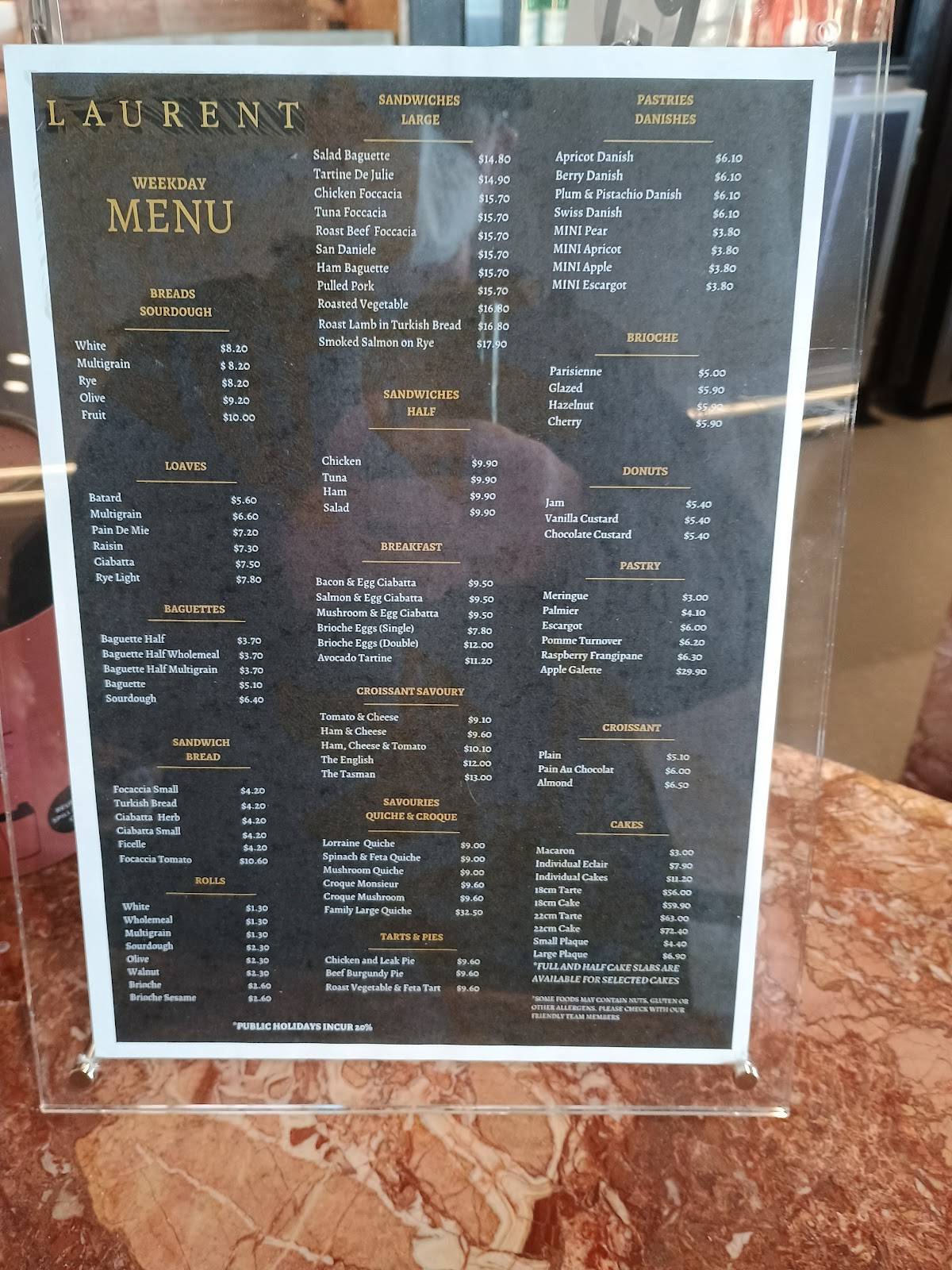 Carta del café Laurent, Ivanhoe