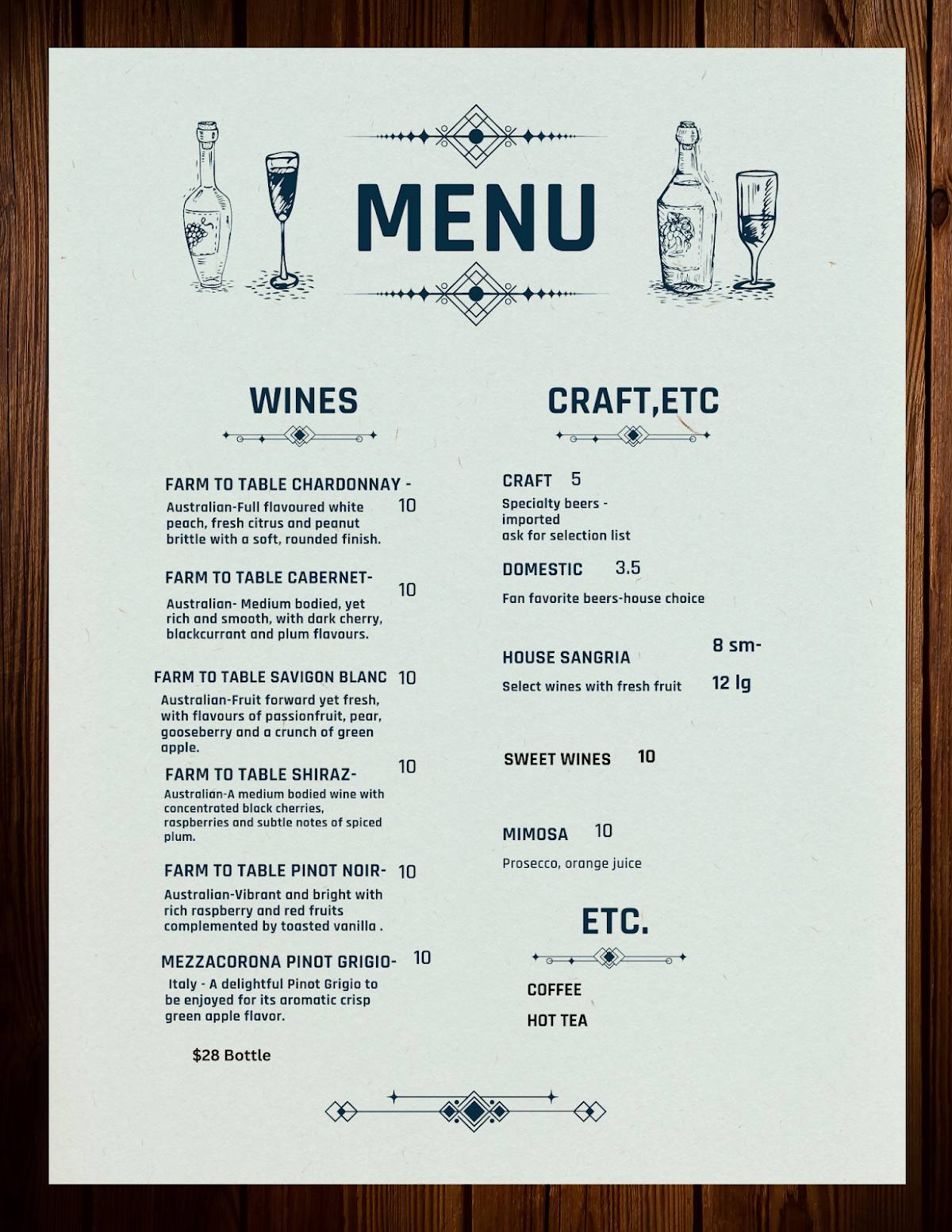 Menu at Sweet Combs of Honey cafe, Lavonia