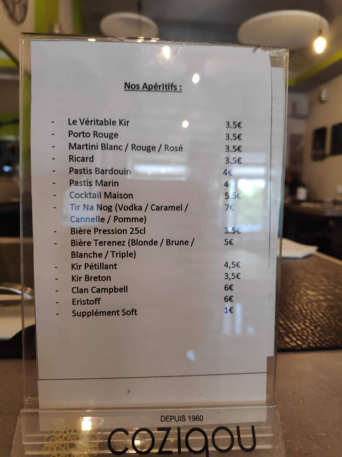 Menu au Le Coup de Fourchette restaurant, Brest, 21 Rue de Lyon