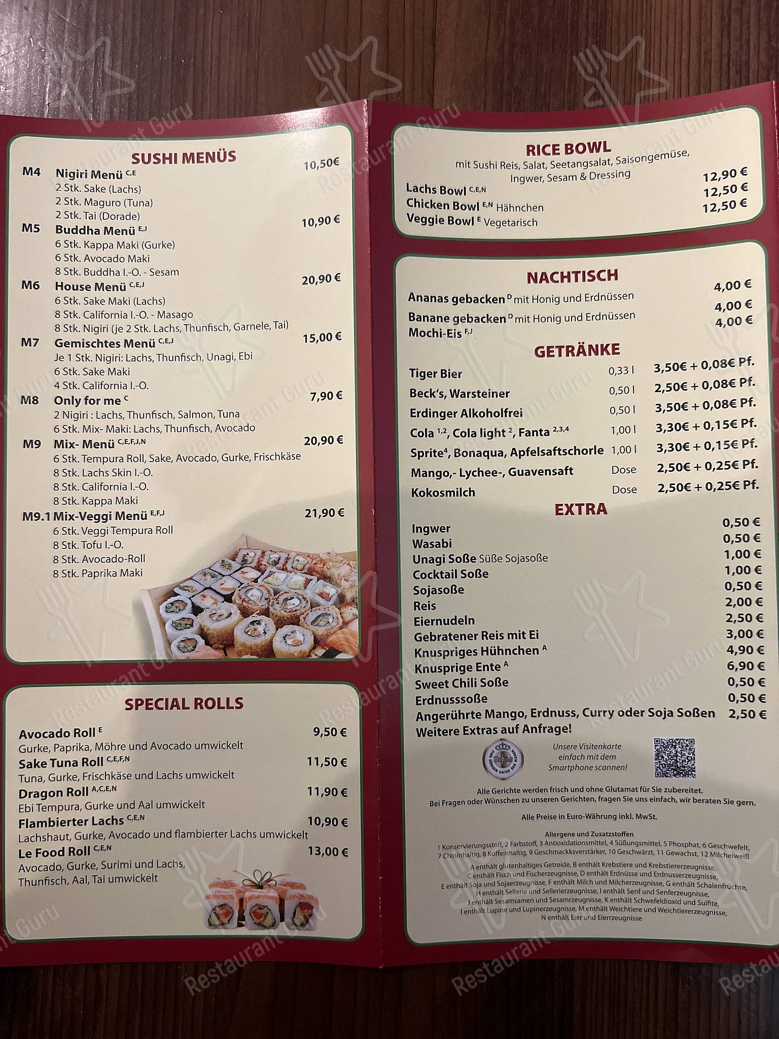 Speisekarte von Le Food restaurant, Berlin, Langhansstraße 12