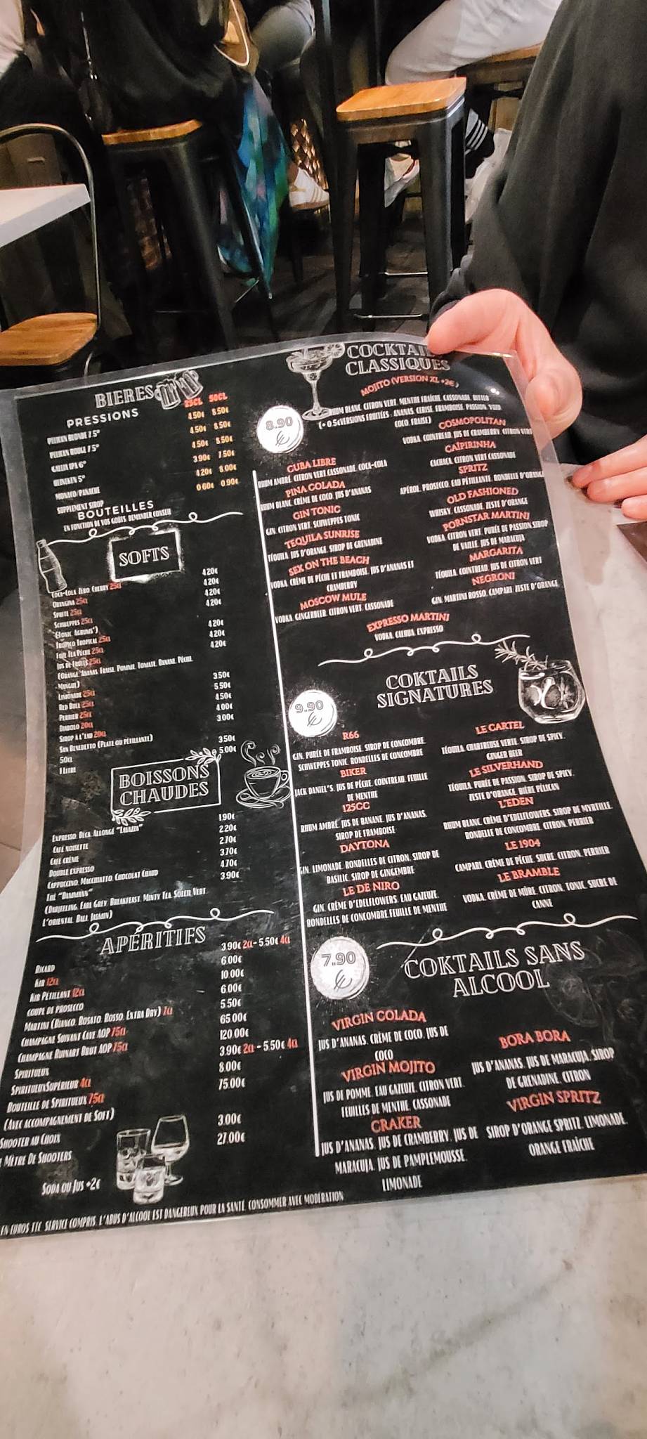 Carta del restaurante Le Garage, Chartres