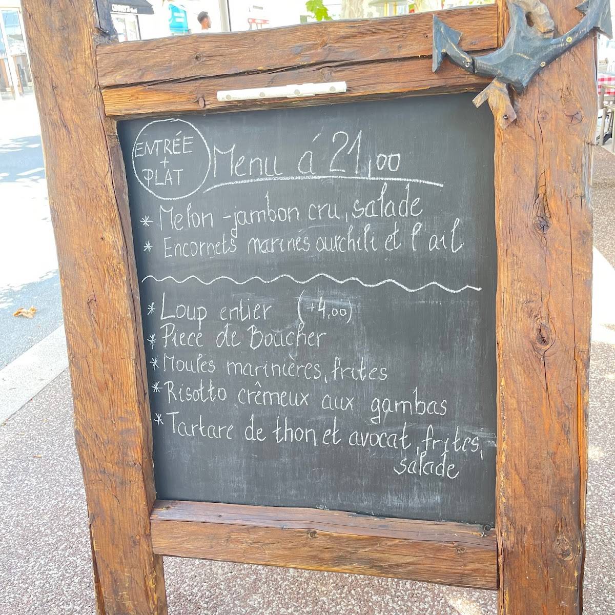Menu at Le Jardin du Port restaurant, Vallauris