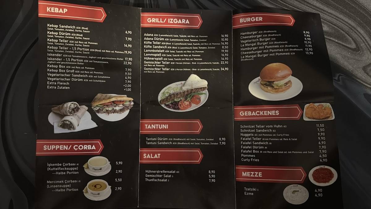 Menu at Le Mangal restaurant, Wiener Neustadt