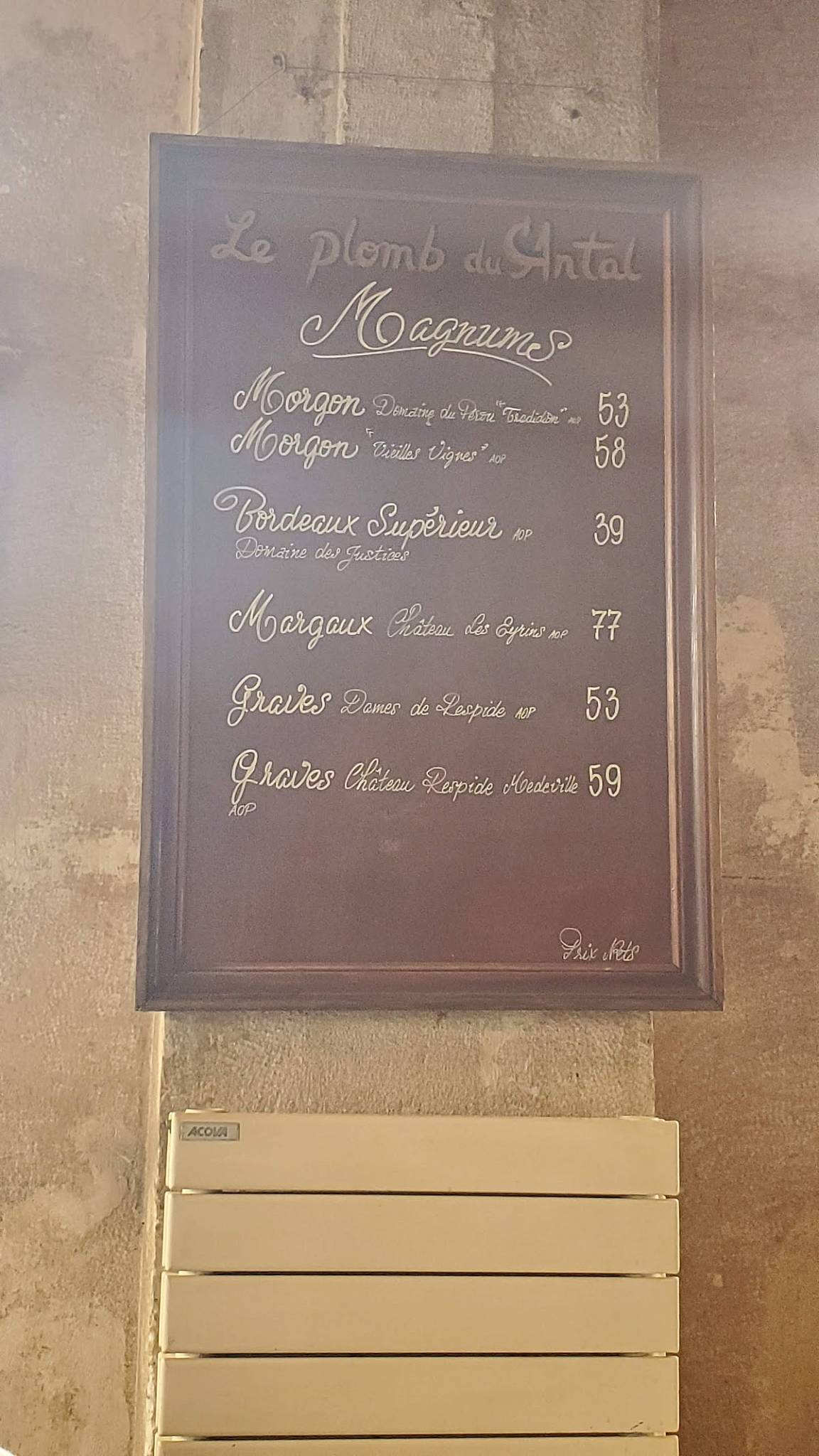 Menu au Restaurant Le Plomb du Cantal, Paris, 3 Rue de la Gaité