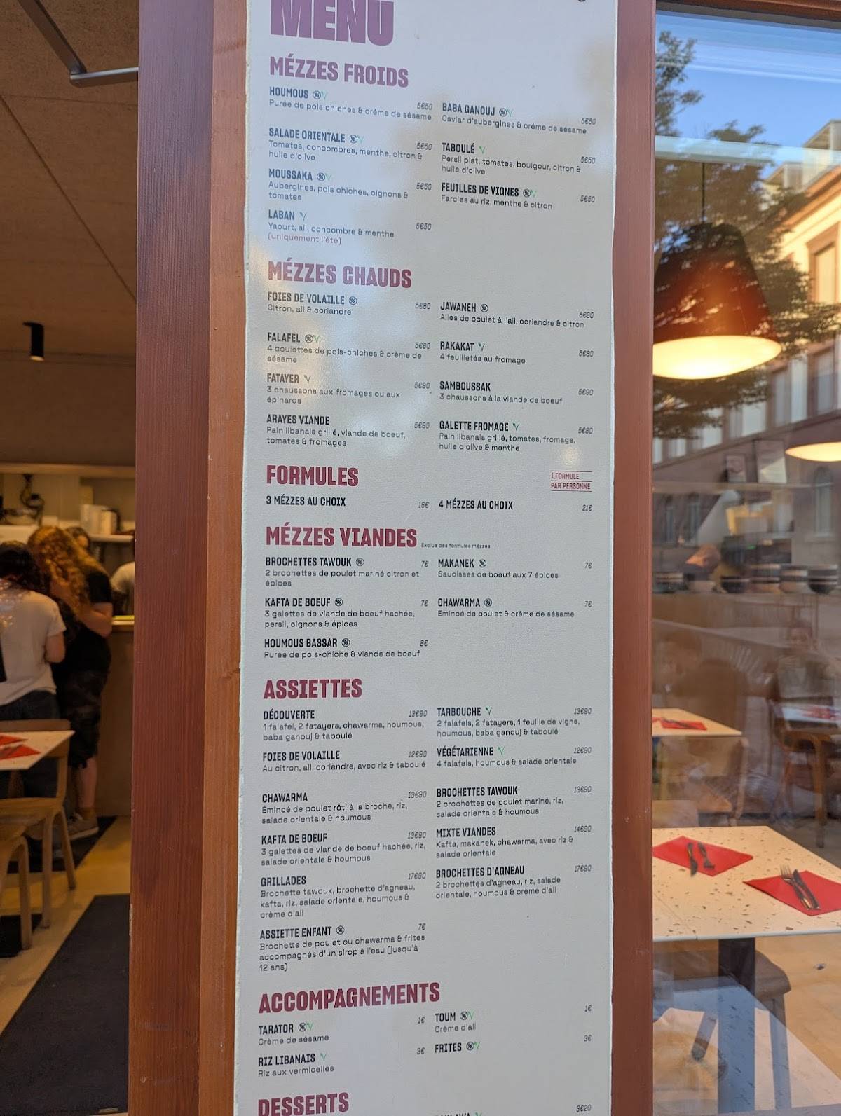 Menu at Le Tarbouche Restaurant, Strasbourg