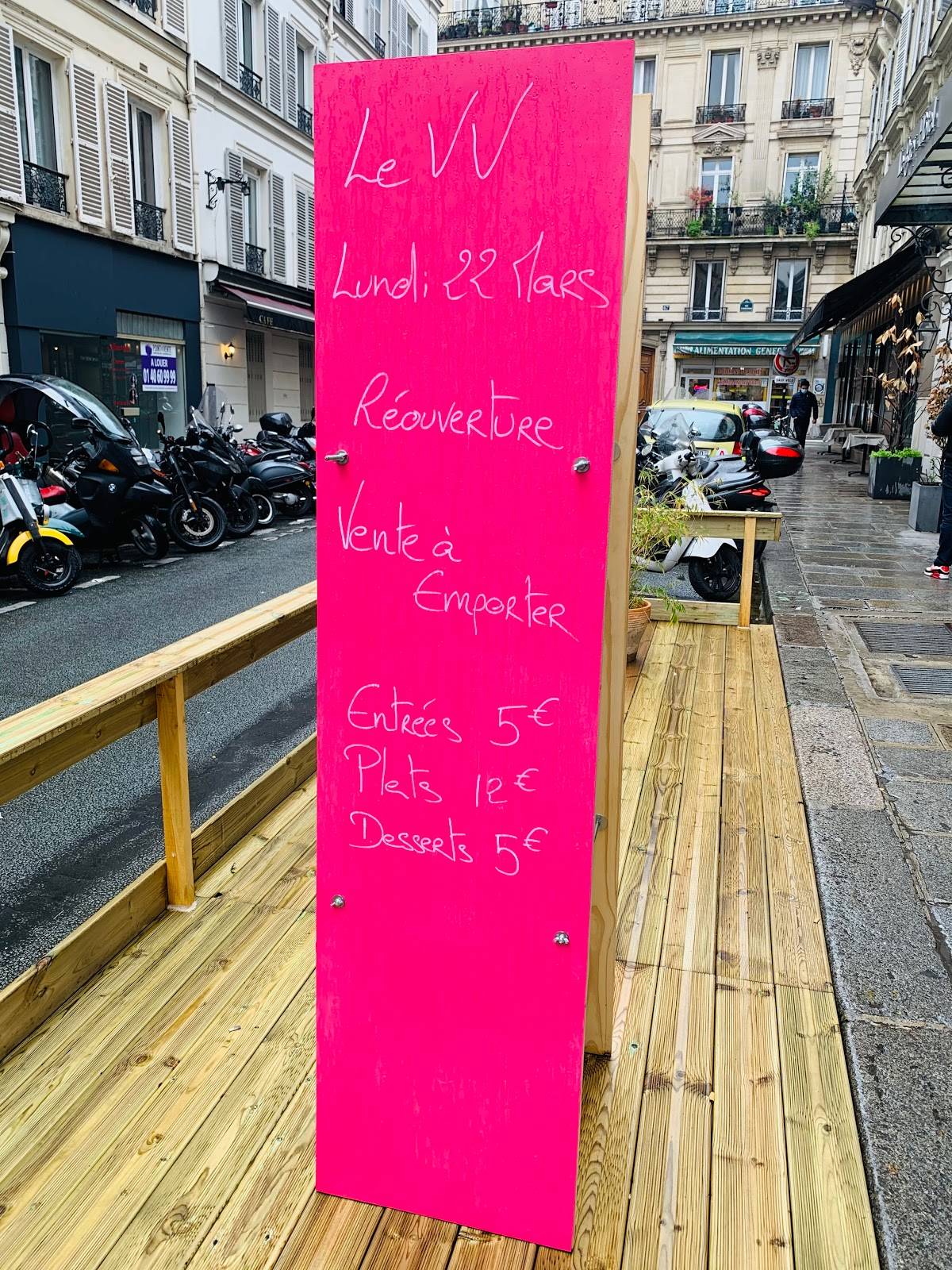 Menu au Le Vaisseau Vert restaurant, Paris, 10 Rue de Parme