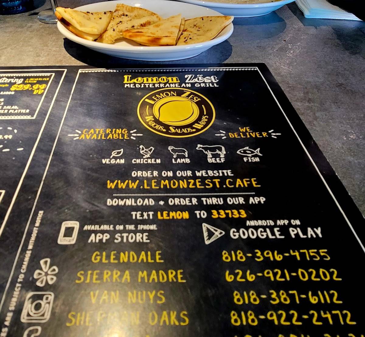 Menu at Lemón Zëst pub & bar, Azusa