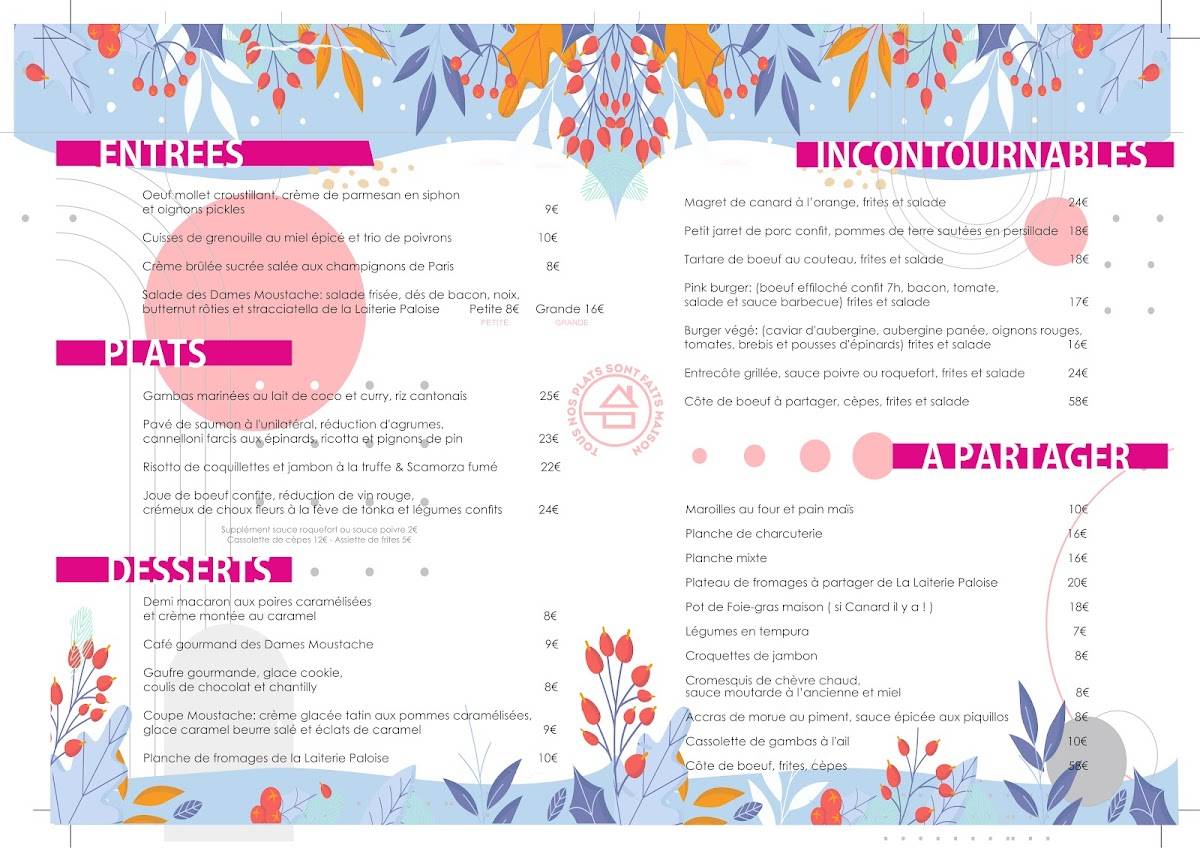 Menu au Les Dames Moustache restaurant, Billère