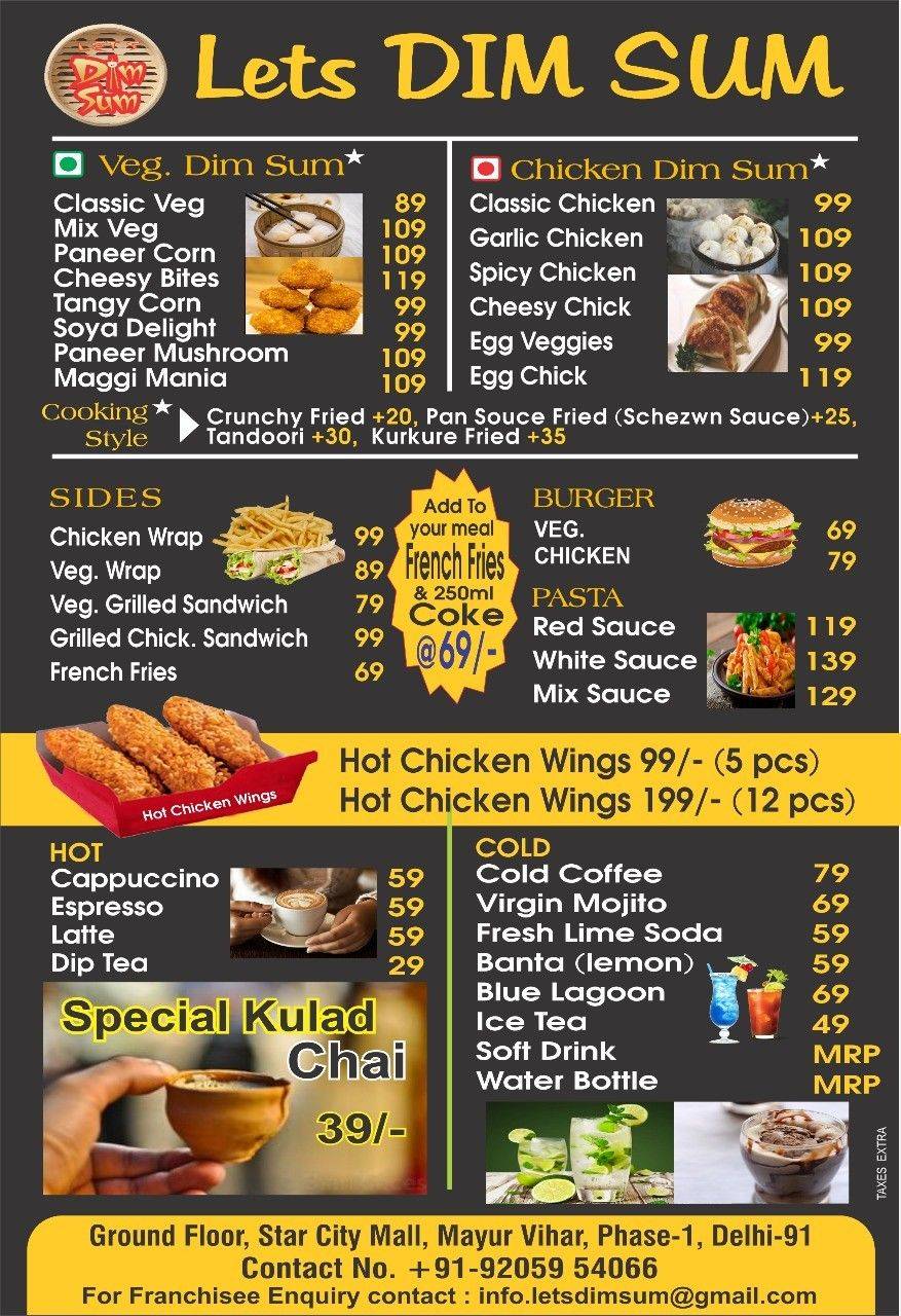 Menu at Let's Dim Sum, New Delhi, H7VW+3J6