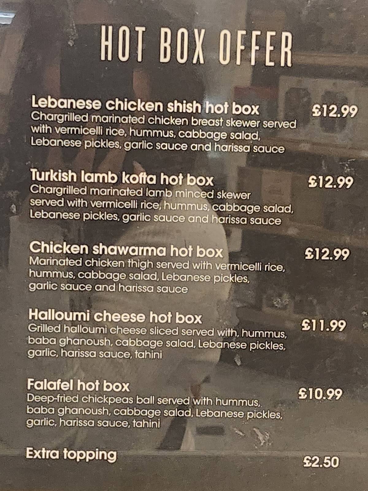 Menu at Levant Kitchen restaurant, London