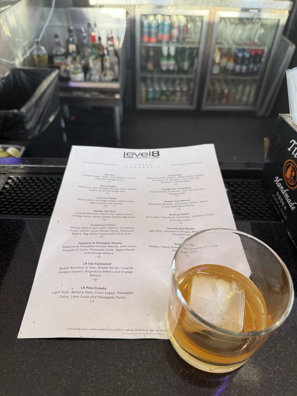 Menu at Level 8 Lounge pub & bar, Tallahassee