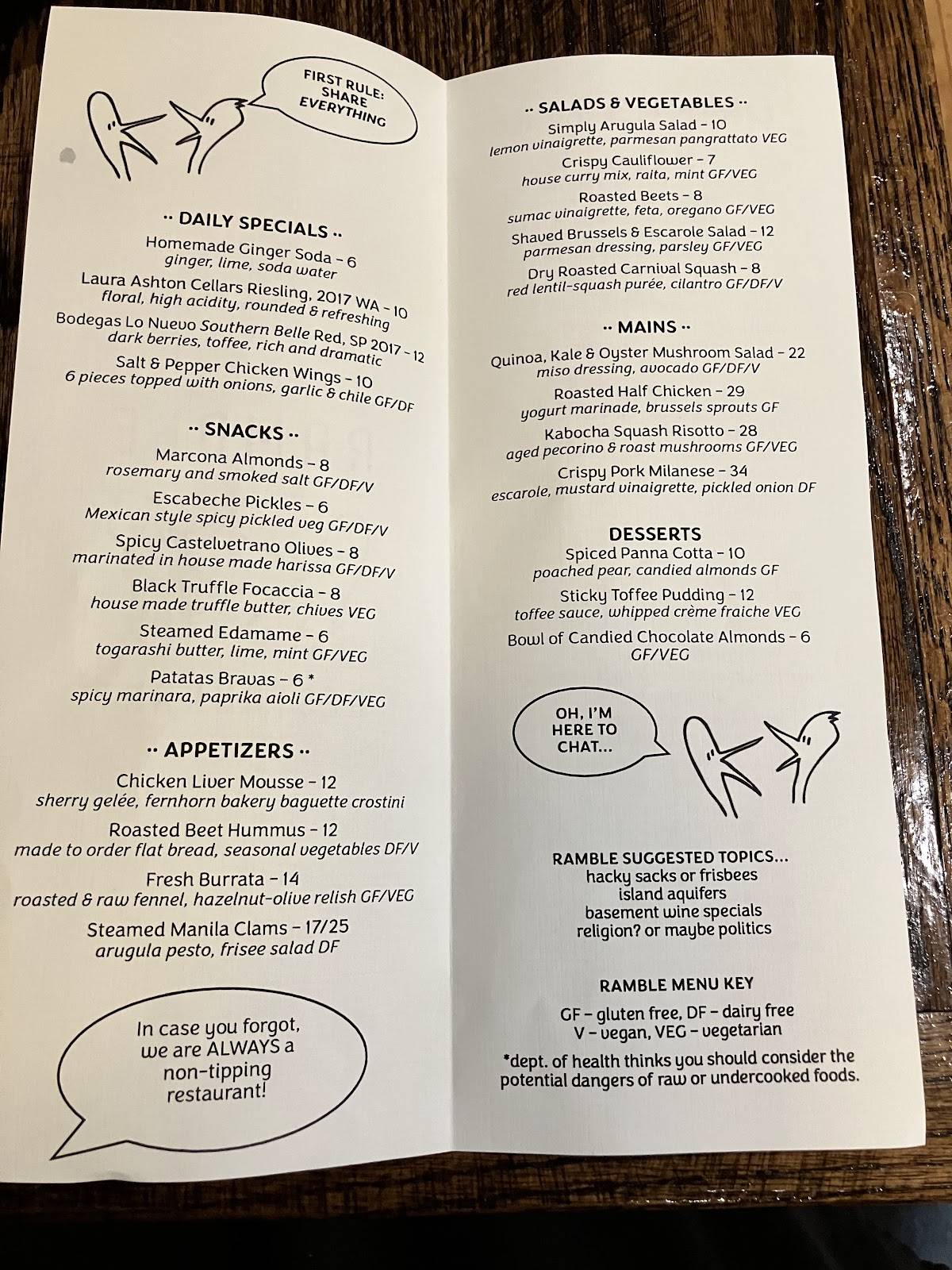 Menu at Lia's Chicken Shack restaurant, Vashon