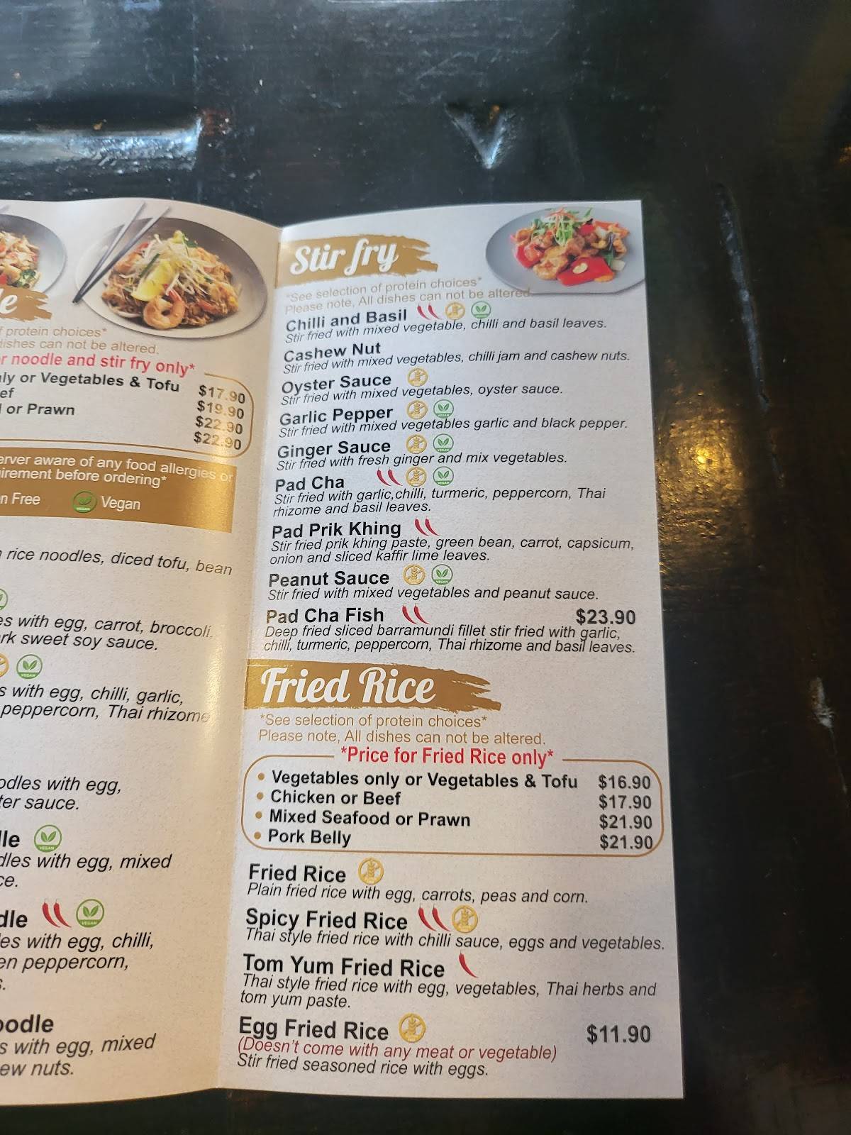 Menu at Limlong Thai Restaurant, Forster