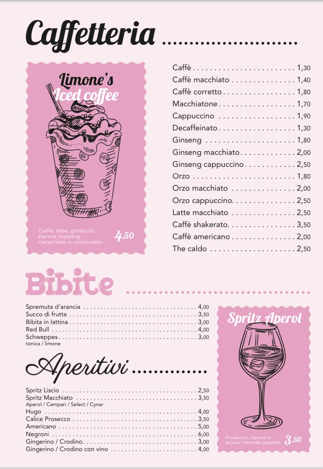 Menu da Limone pub & bar, Porto Santa Margherita