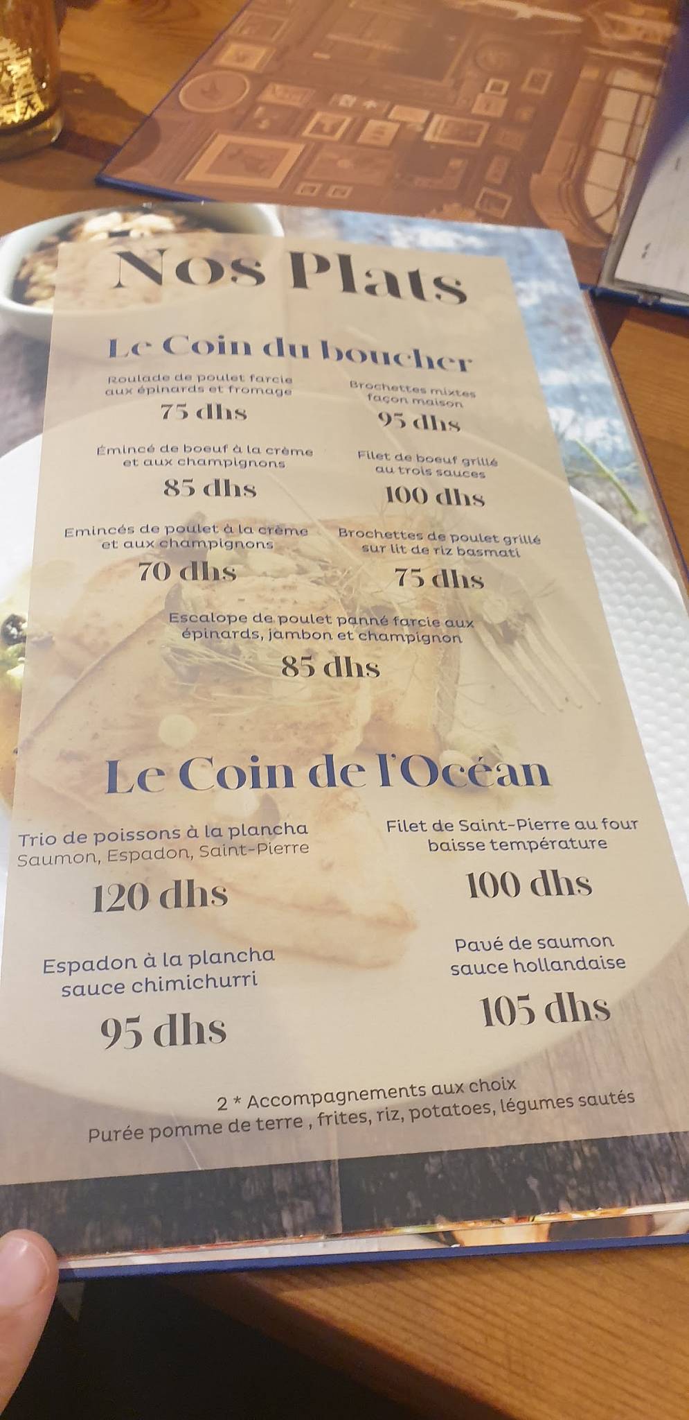 Menu au l'imperial café, Kenitra