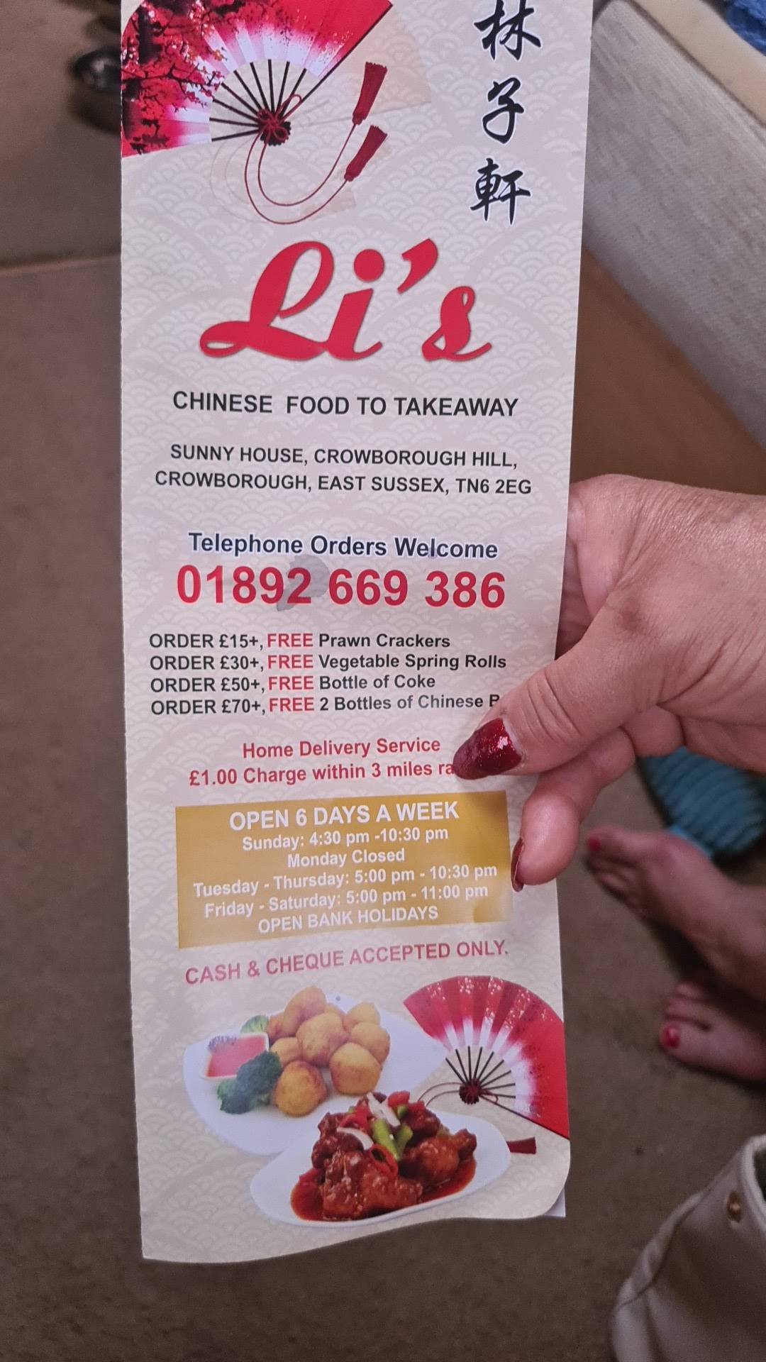 Menu at Lis restaurant, Crowborough, sunny house