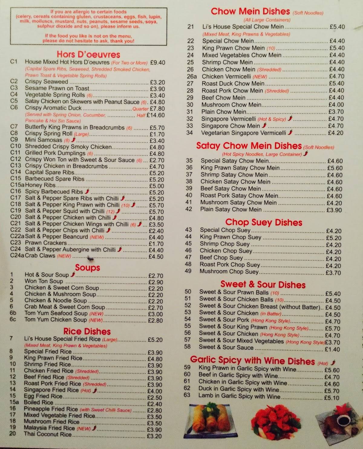 Menu at Lis restaurant, Crowborough, sunny house