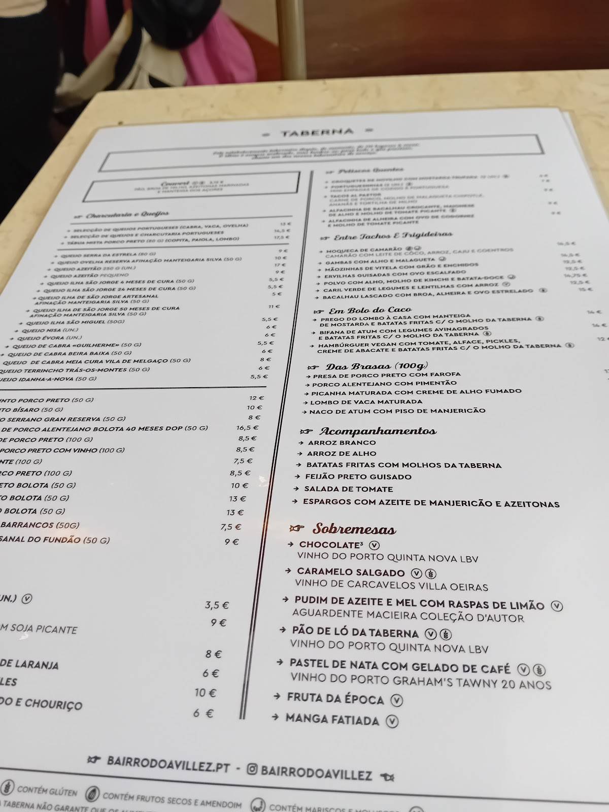 Menu at Pateo - Bairro do Avillez restaurant, Lisbon