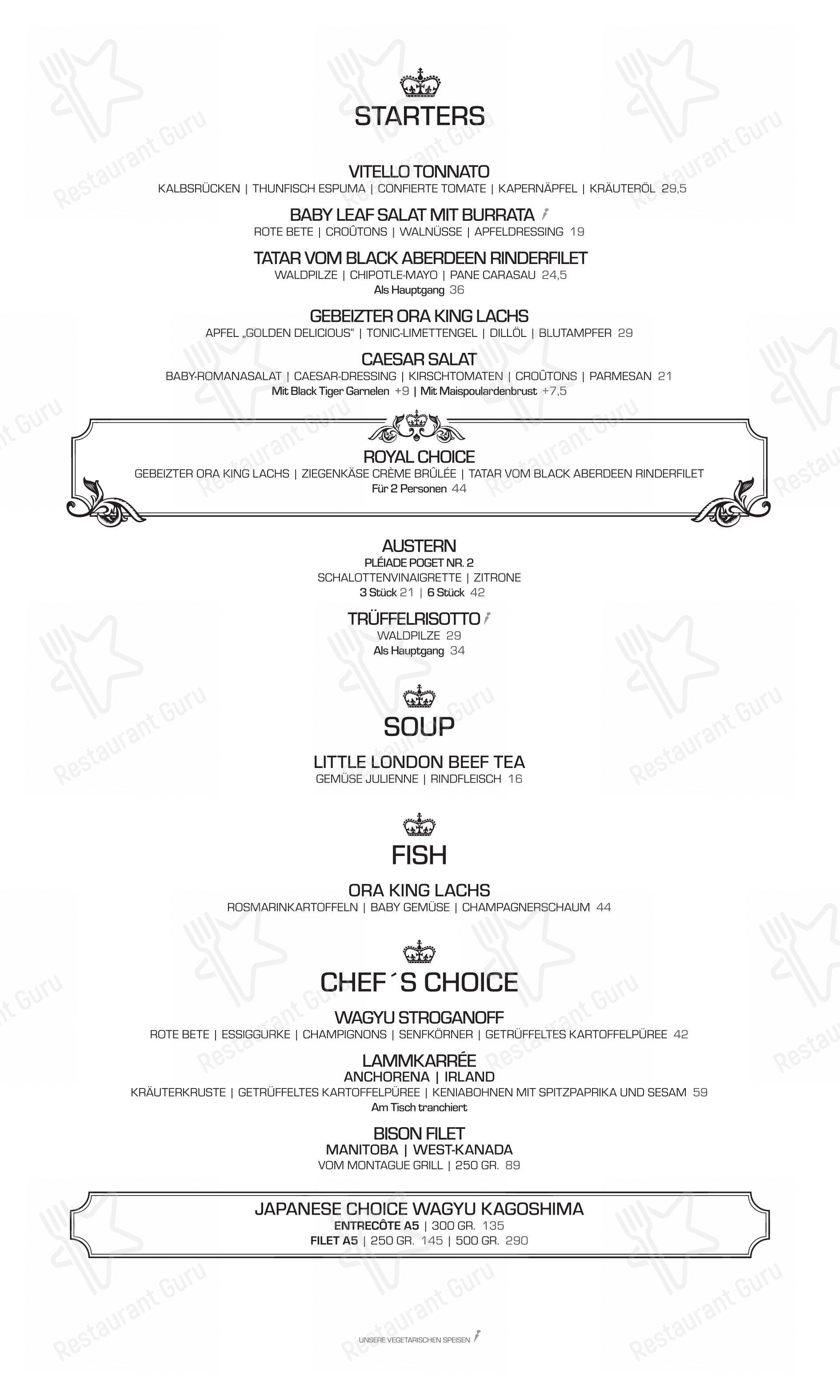 Menu at Little London / Bar & Grill, Munich