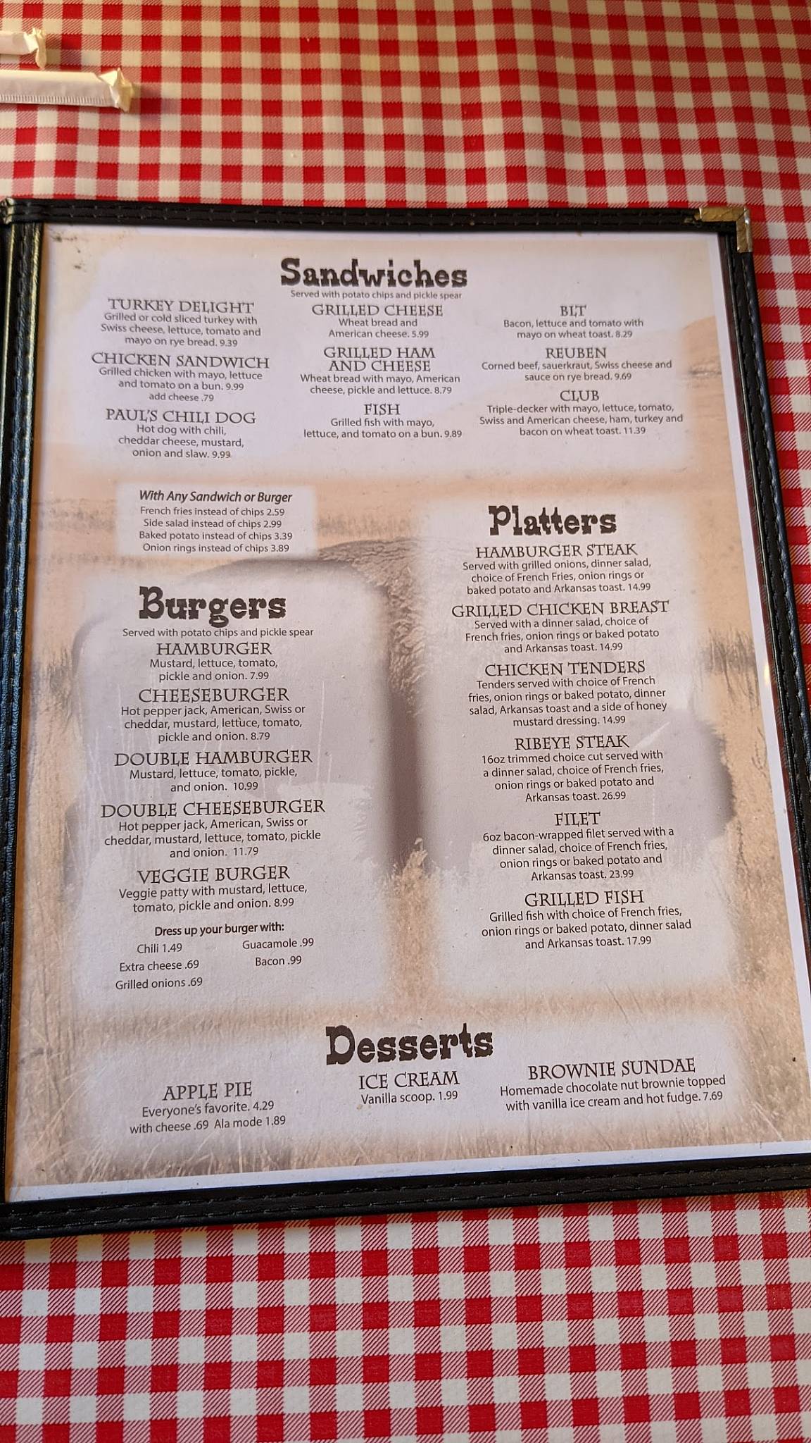 Menu at Buffalo Grill restaurant, Little Rock, Rebsamen Park Rd