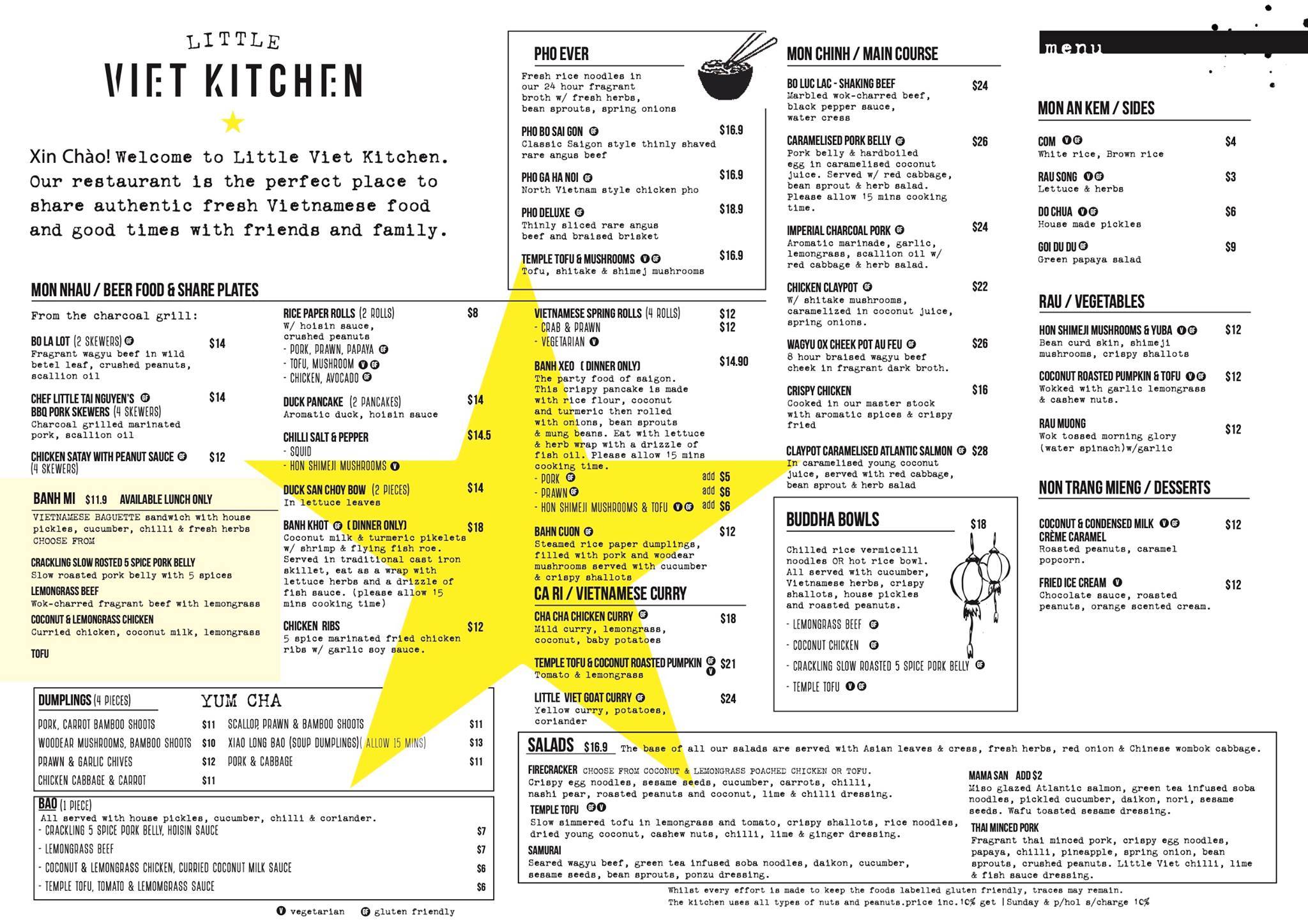 Menu at Little Viet Kitchen pub & bar, Manly