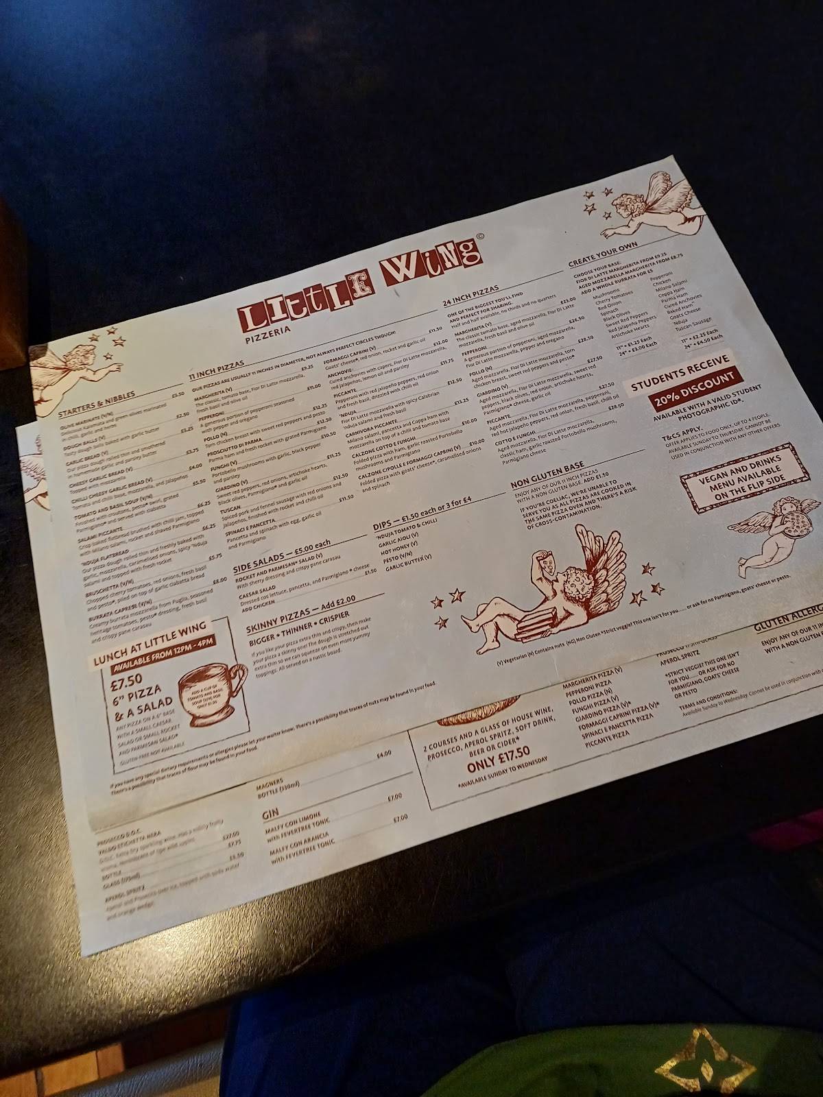 Menu at Little Wing Pizzeria, Belfast, 201 Upper Newtownards Rd